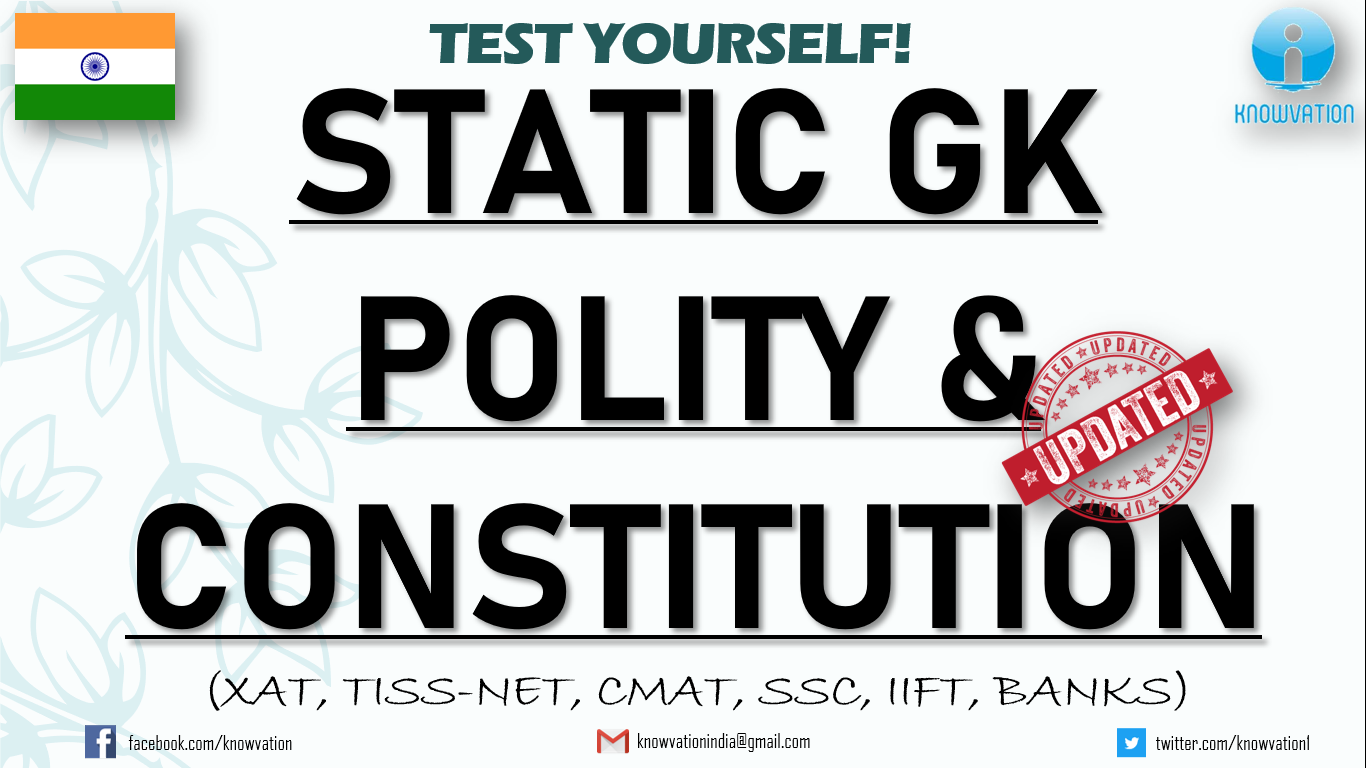 Polity & Constitution MCQs & Explanations | Static GK | XAT, TISSNET ...